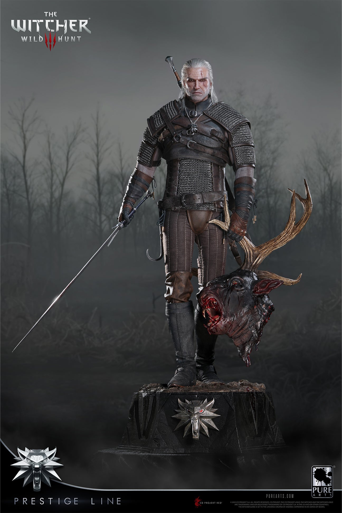 Prestige Line - The Witcher 3: Wild Hunt Geralt of Rivia 1/2 Scale Sta ...